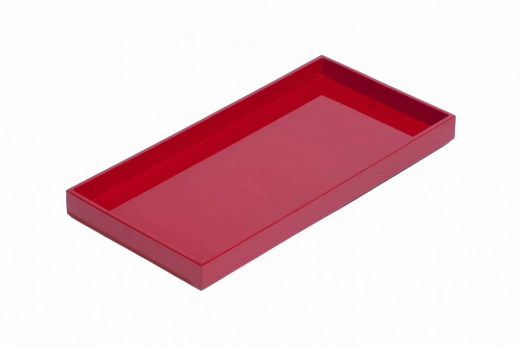 Red Rectangular Deep Lacquer Tray - Place Settings Event Hire London & UK